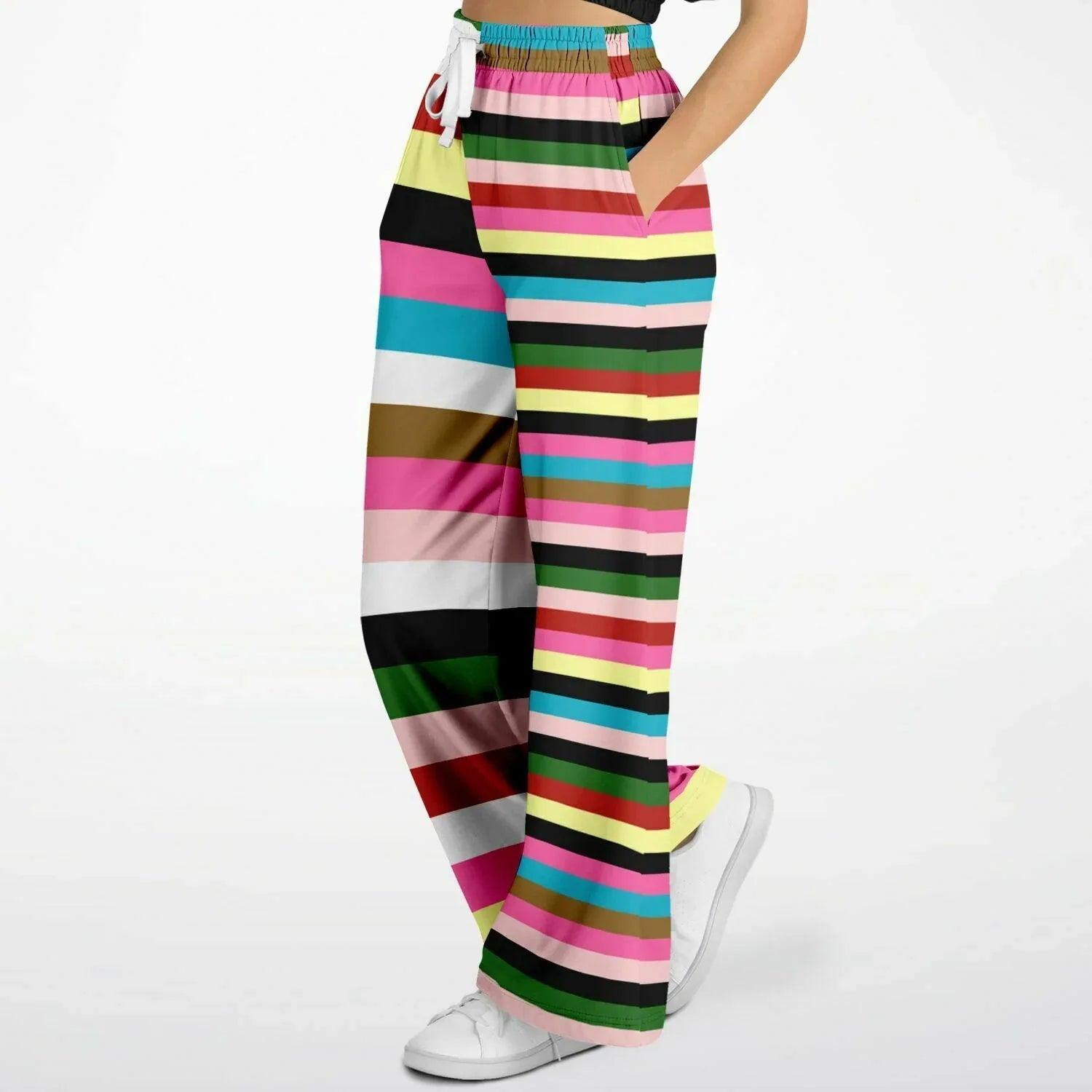 Rainbow Rugby Stripe Eco-Poly Wide Leg Pants Subliminator – Shop ...