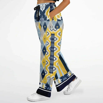 Royal Navy and Yellow Indian Batik Eco-Poly Wide Leg Joggers – Shop ...